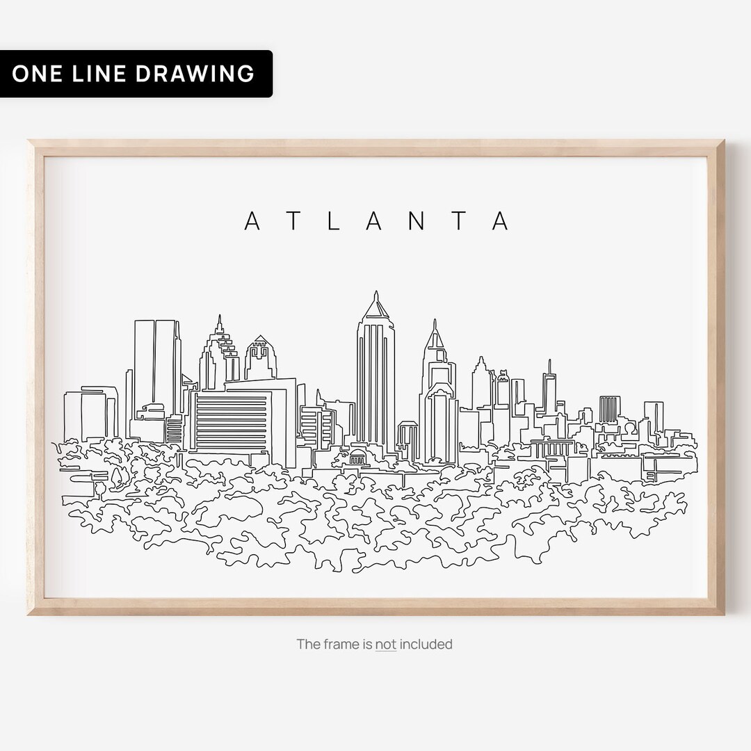 Atlanta Skyline Wall Art Atlanta Art Print With One Line Drawing ...