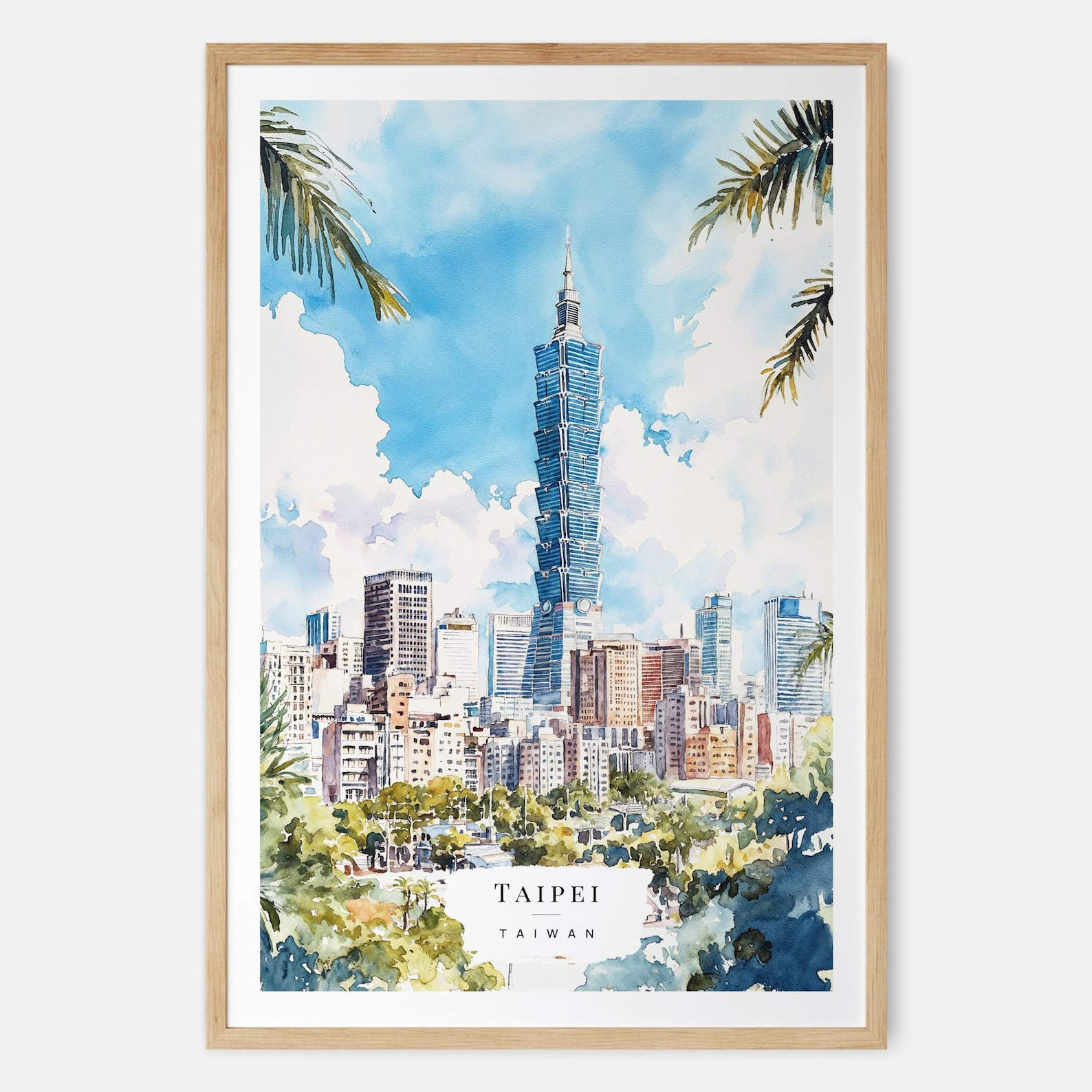 Taipei Watercolor Art Print - Taipei 101 Landmark Art - Taiwan Wall Art ...