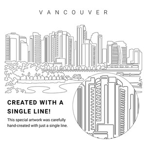 Vancouver Printable Wall Art - Vancouver Skyline Single Line Art ...