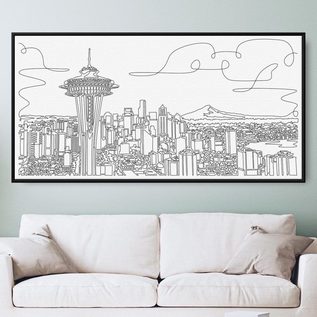 Seattle Canvas Art Print - Large Seattle Skyline Canvas Wall Art - 100% ...