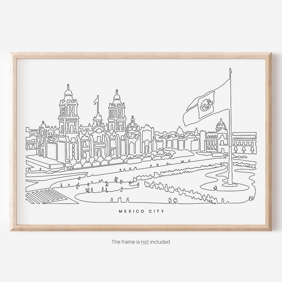 Mexico City Art Print - Mexico City Poster With One Line Drawing of the ...