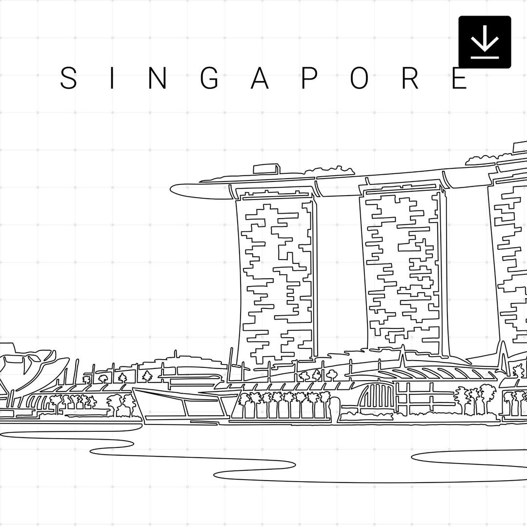 Singapore Printable Wall Art - Marina Bay Sands Single Line Art ...