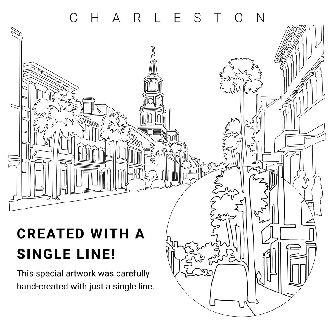 Charleston Printable Wall Art - Charleston SC Single Line Art - Digital ...