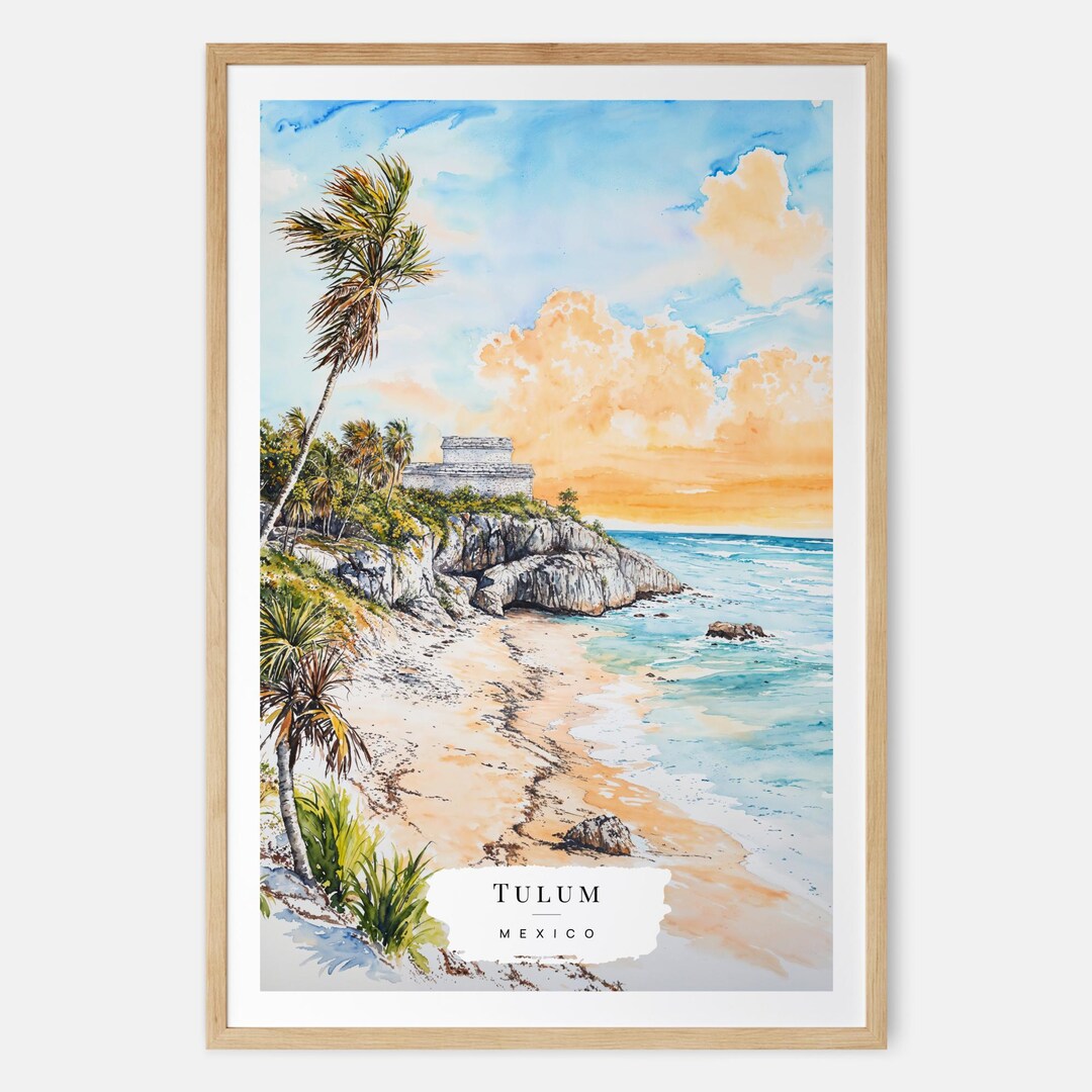 Tulum Mexico Watercolor Art Print - Tulum Beach Wall Art - Mexico ...