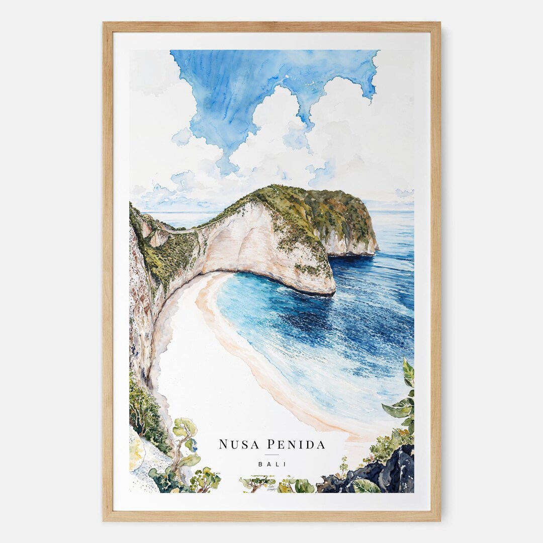 Nusa Penida Watercolor Art Print - Tropical Island Wall Art - Indonesia ...