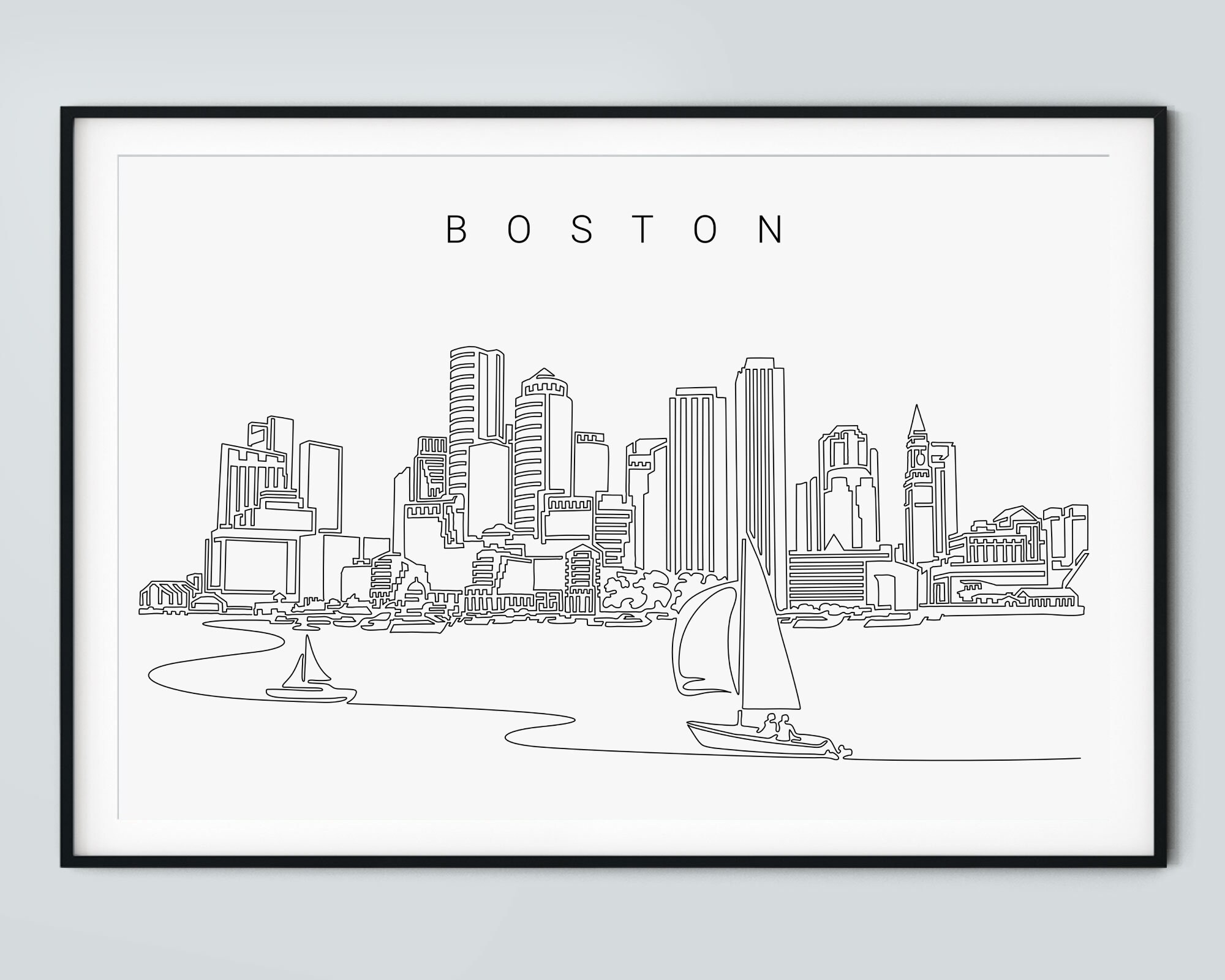 Boston Skyline Wall Art Boston Print Wall Decor Boston Art | Etsy