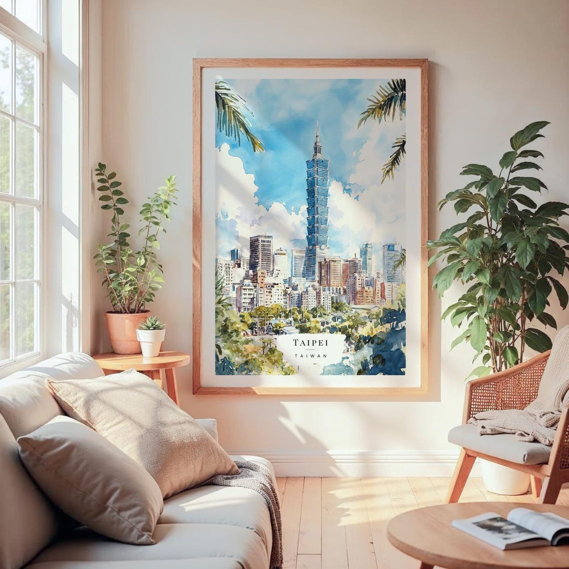 Taipei Watercolor Art Print - Taipei 101 Landmark Art - Taiwan Wall Art ...