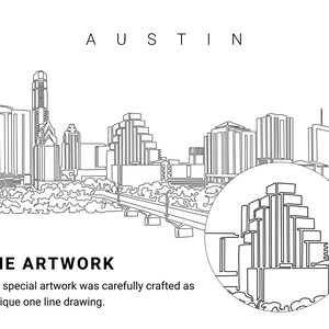 Austin TX Skyline as Printable Wall Art Austin Texas Digital Art Print ...