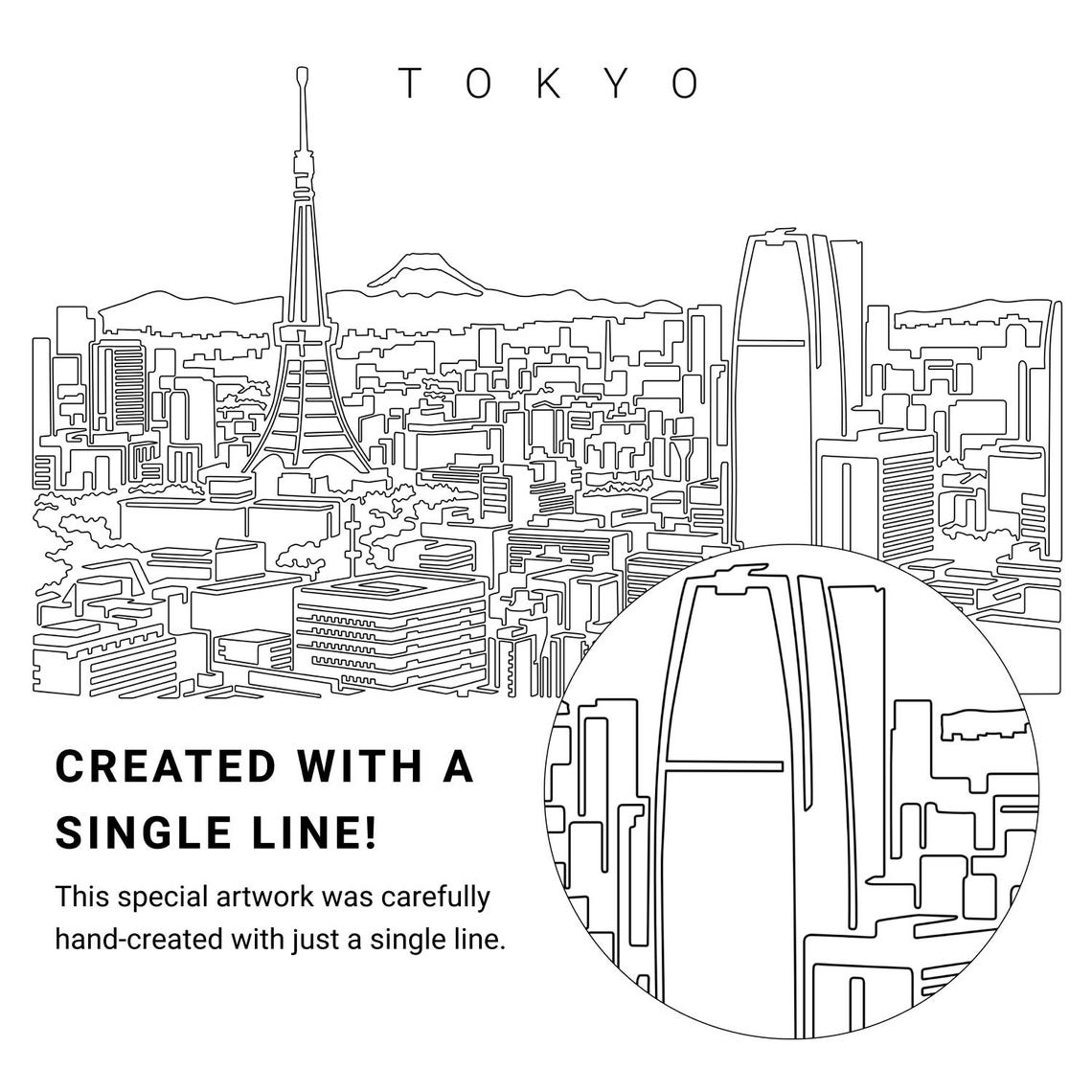 Tokyo Japan Printable Wall Art - Tokyo Skyline Single Line Art ...