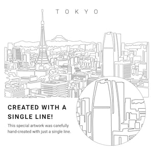 Tokyo Japan Printable Wall Art - Tokyo Skyline Single Line Art ...