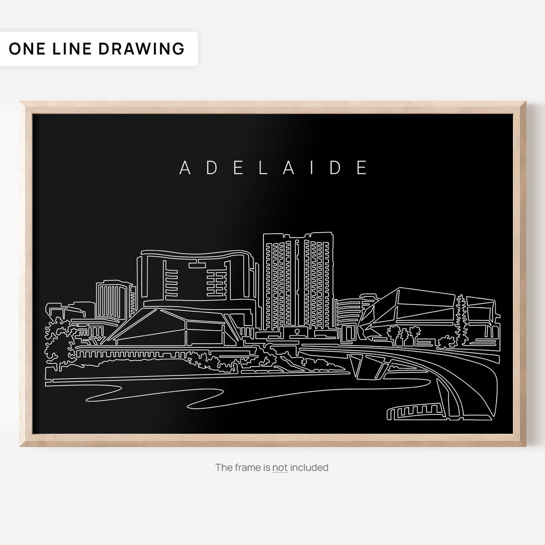 Adelaide Skyline Art Print Adelaide Poster With Cityscape as Single ...