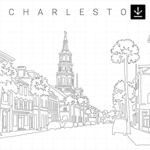 Charleston Printable Wall Art - Charleston SC Single Line Art - Digital ...