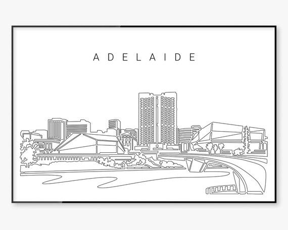 Adelaide Poster Adelaide Australia Art Print With Skyline as - Etsy