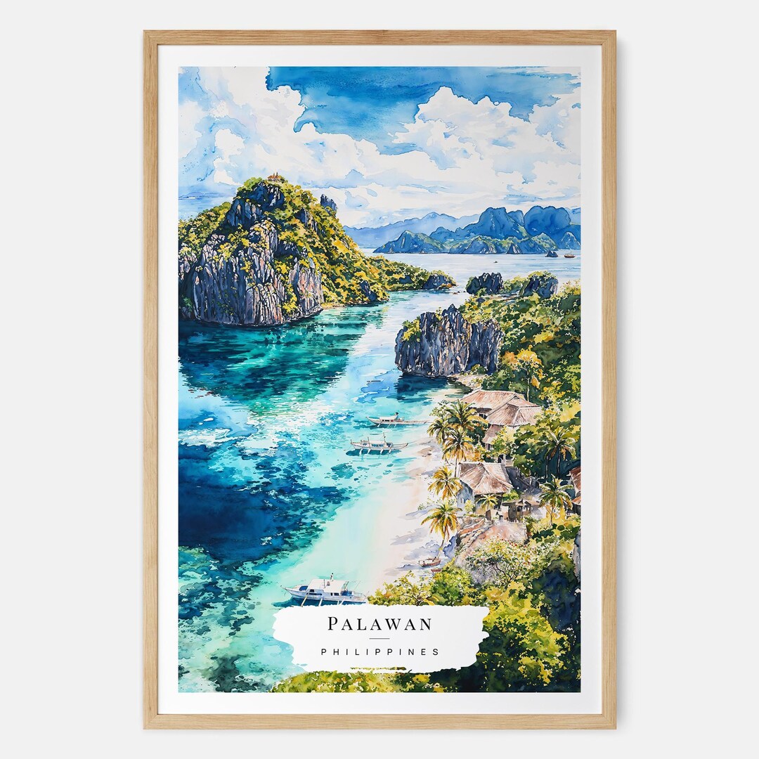Palawan Watercolor Art, Philippine Wall Decor, Tropical Travel Print ...