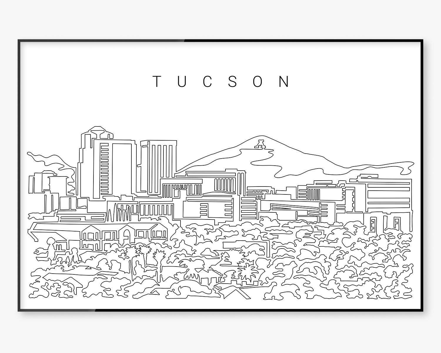Tucson Skyline Wall Art Tucson Arizona Art Print With - Etsy