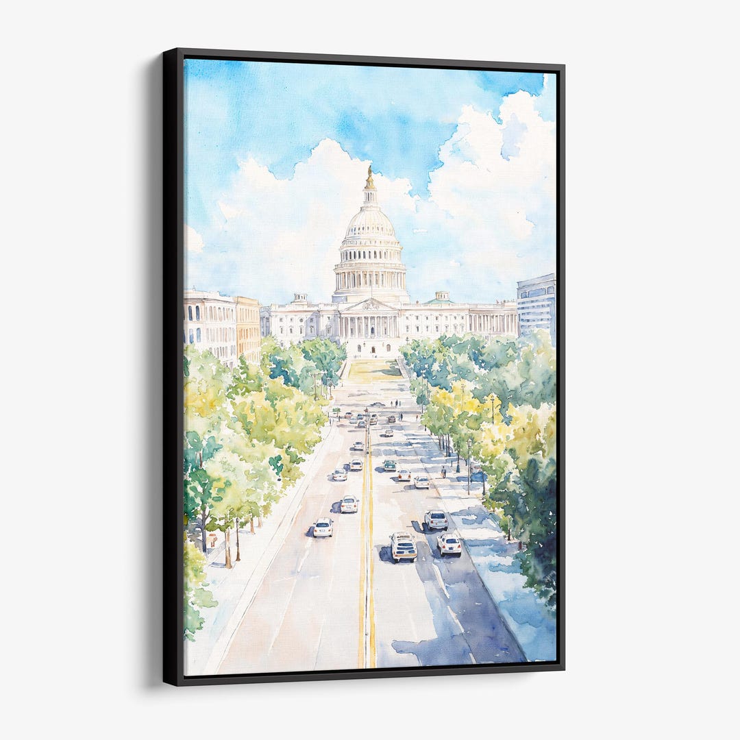 Washington DC Canvas Print: Watercolor Capitol Building Wall Art - Etsy