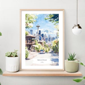 Seattle Space Needle Watercolor Art Print - Seattle Wall Art - USA ...