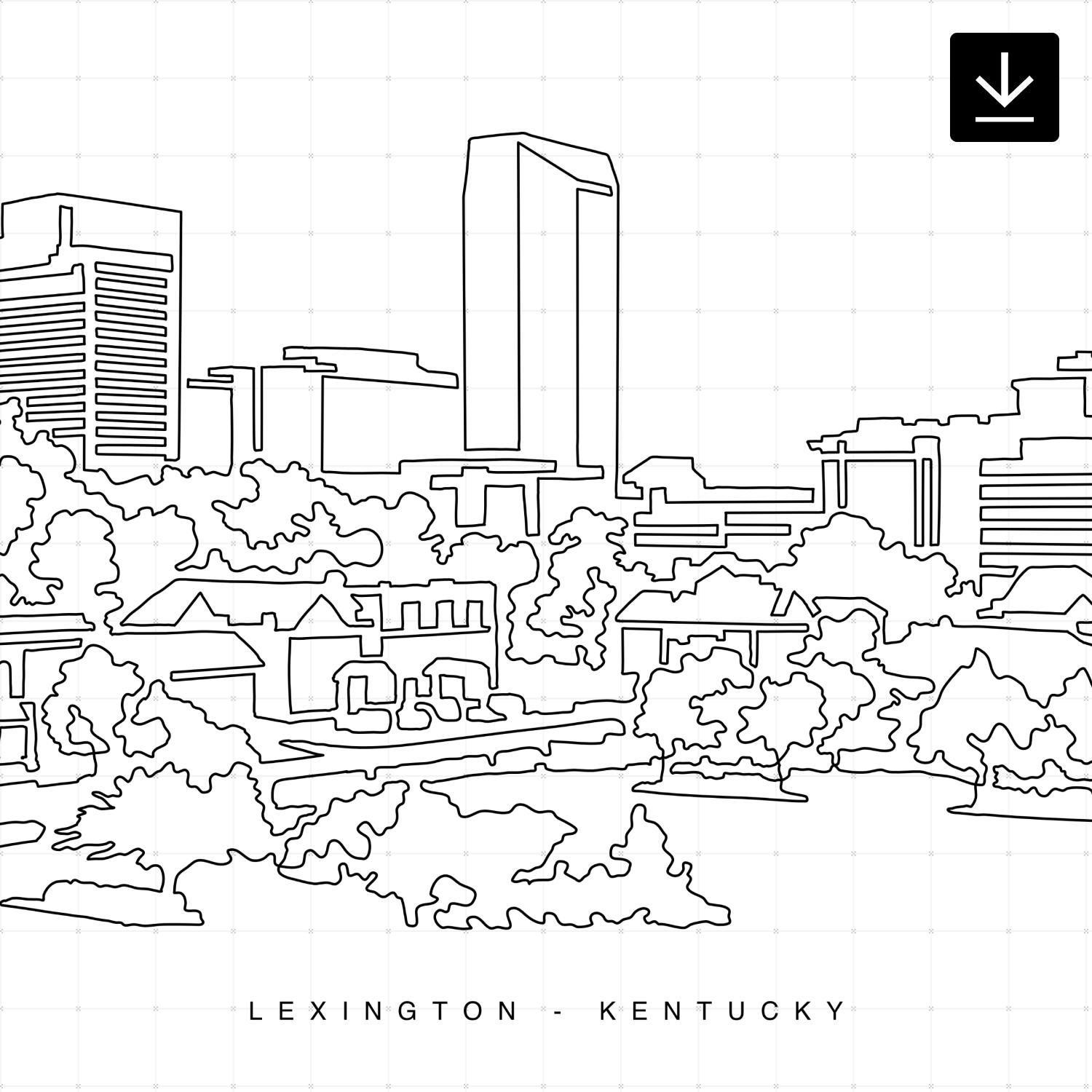 Lexington Printable Wall Art - Lexington Skyline Single Line Art ...