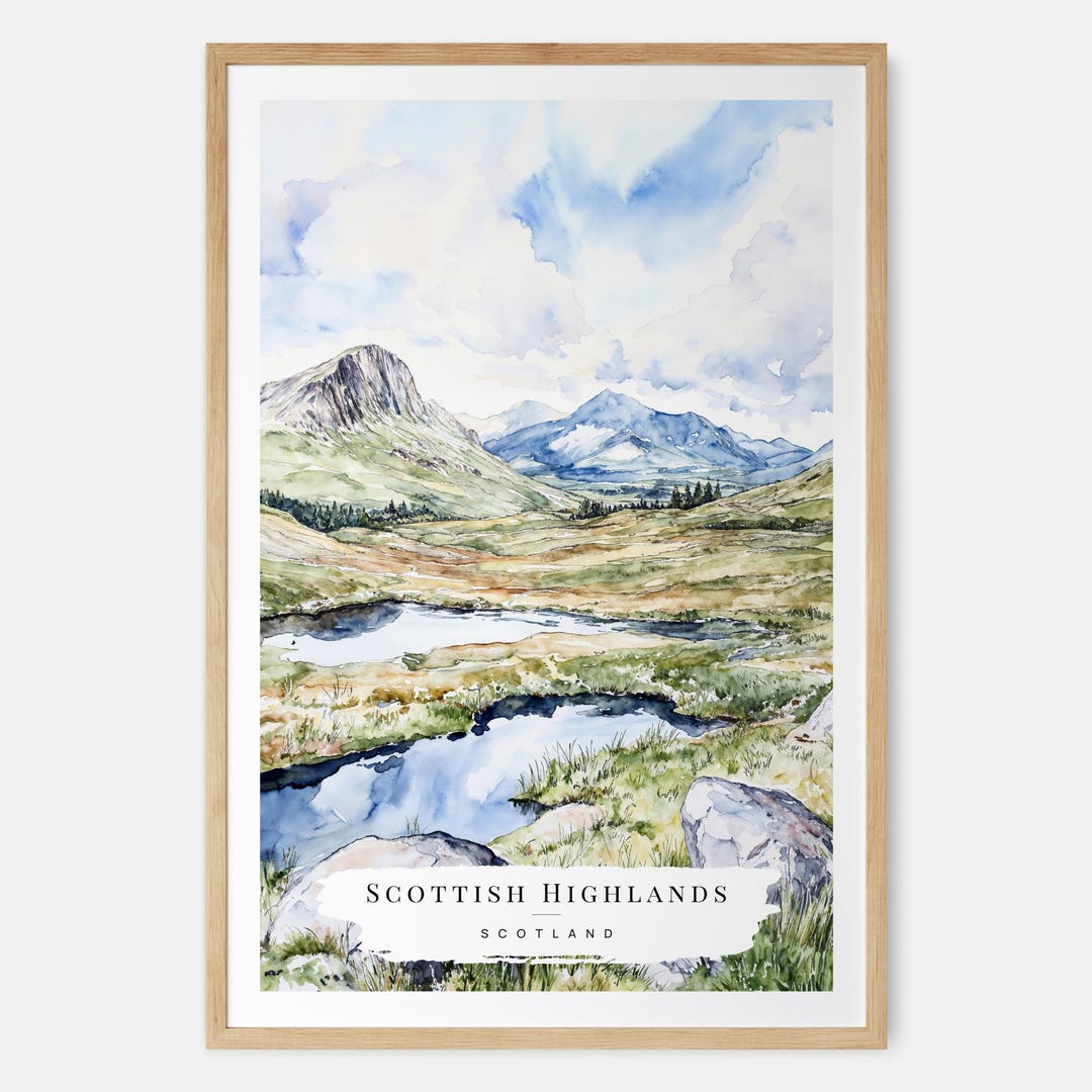 Scottish Highlands Watercolor Art Print - Scotland Wall Art - UK Travel ...