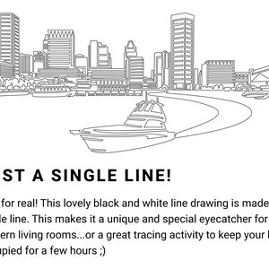 Baltimore Skyline Wall Art as One Line Drawing Baltimore | Etsy