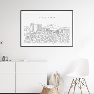 Tucson Skyline Wall Art - Tucson Arizona Art Print With Cityscape One ...