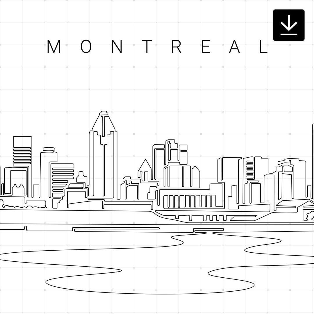 Montreal Printable Wall Art - Montreal Skyline Single Line Art ...
