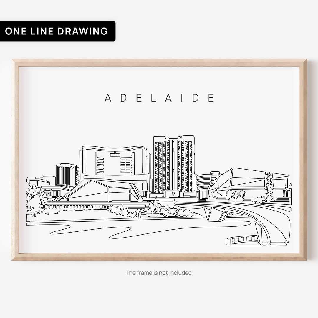 Adelaide Poster Adelaide Australia Art Print With Skyline as Single ...