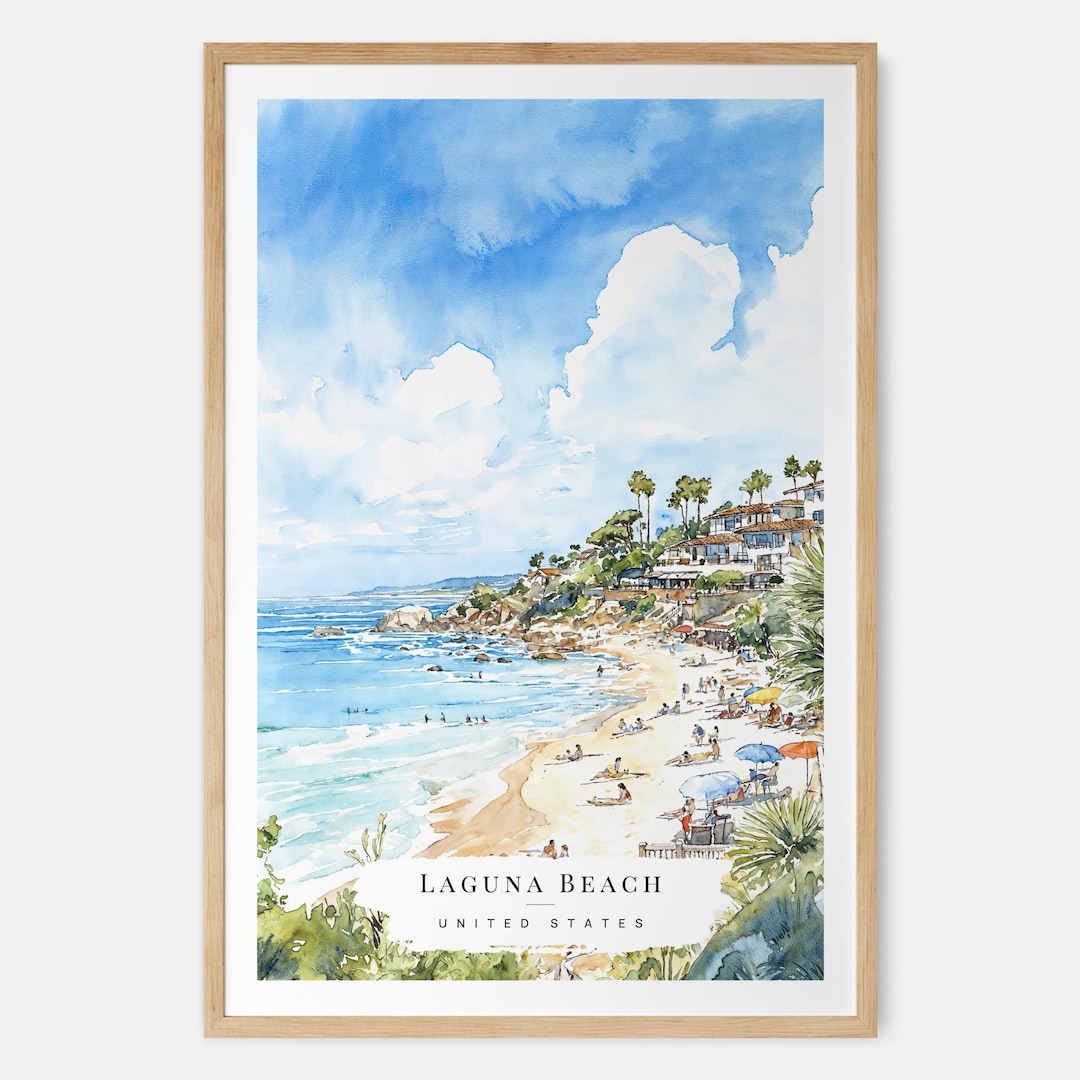 Laguna Beach Watercolor Art Print - California Wall Art - USA Travel ...
