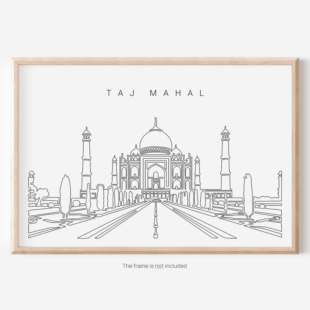 Taj Mahal Poster - India Art Print With Taj Mahal as Single Line Art ...
