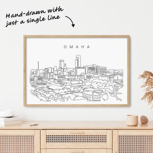 Omaha Skyline Art Print - Omaha Poster With Cityscape Single Line Art ...
