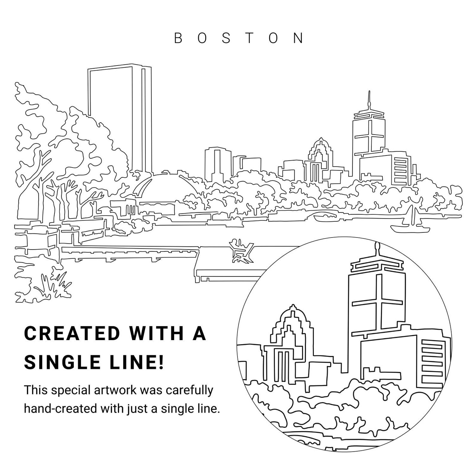 Boston Skyline Printable Wall Art - Boston Esplanade Single Line Art ...
