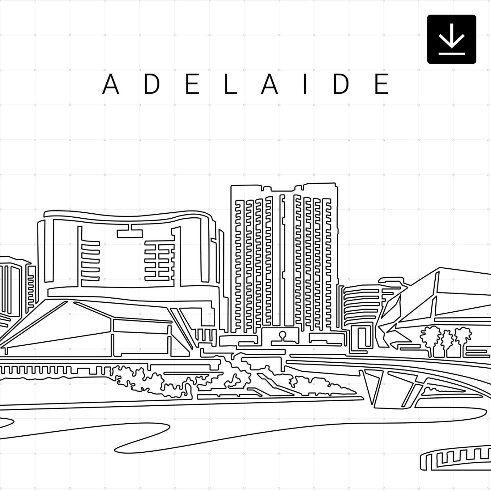 Adelaide Australia Printable Wall Art - Adelaide Skyline Single Line ...