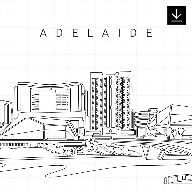 Adelaide Australia Printable Wall Art - Adelaide Skyline Single Line ...