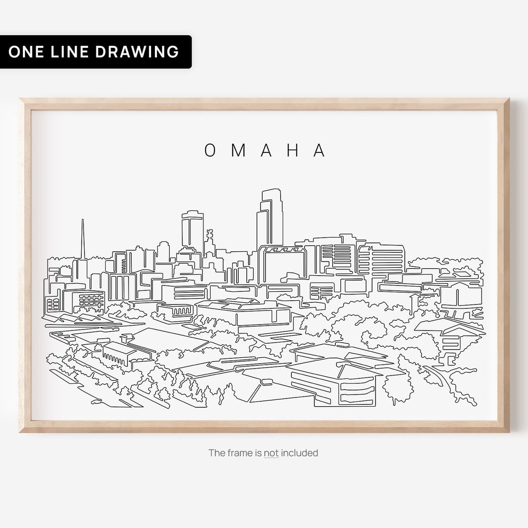 Omaha Skyline Art Print Omaha Poster With Cityscape Single Line Art ...