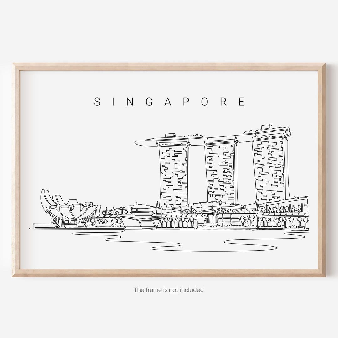 Singapore Skyline Art Print - Singapore Wall Art With One Line Drawing ...