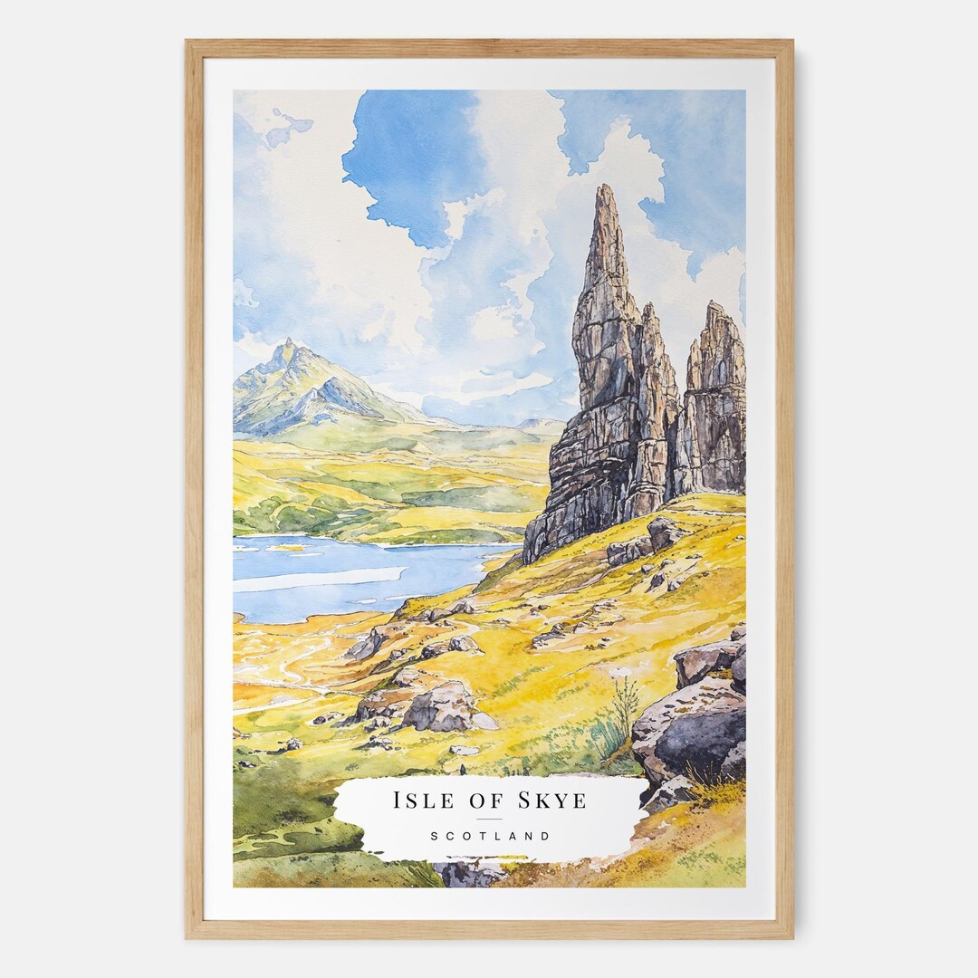 Isle of Skye Watercolor Art Print - Scottish Highlands Wall Art ...