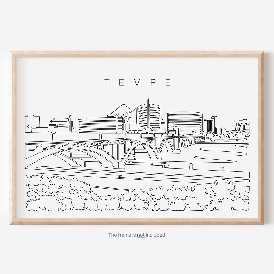 Tempe AZ Skyline Kunstdruck - Tempe Wandkunst mit Single Line Kunst der ...