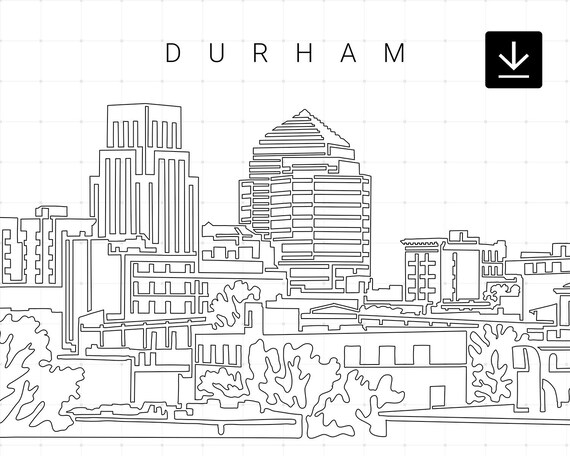 Durham NC Skyline Printable Wall Art Durham Digital Art - Etsy
