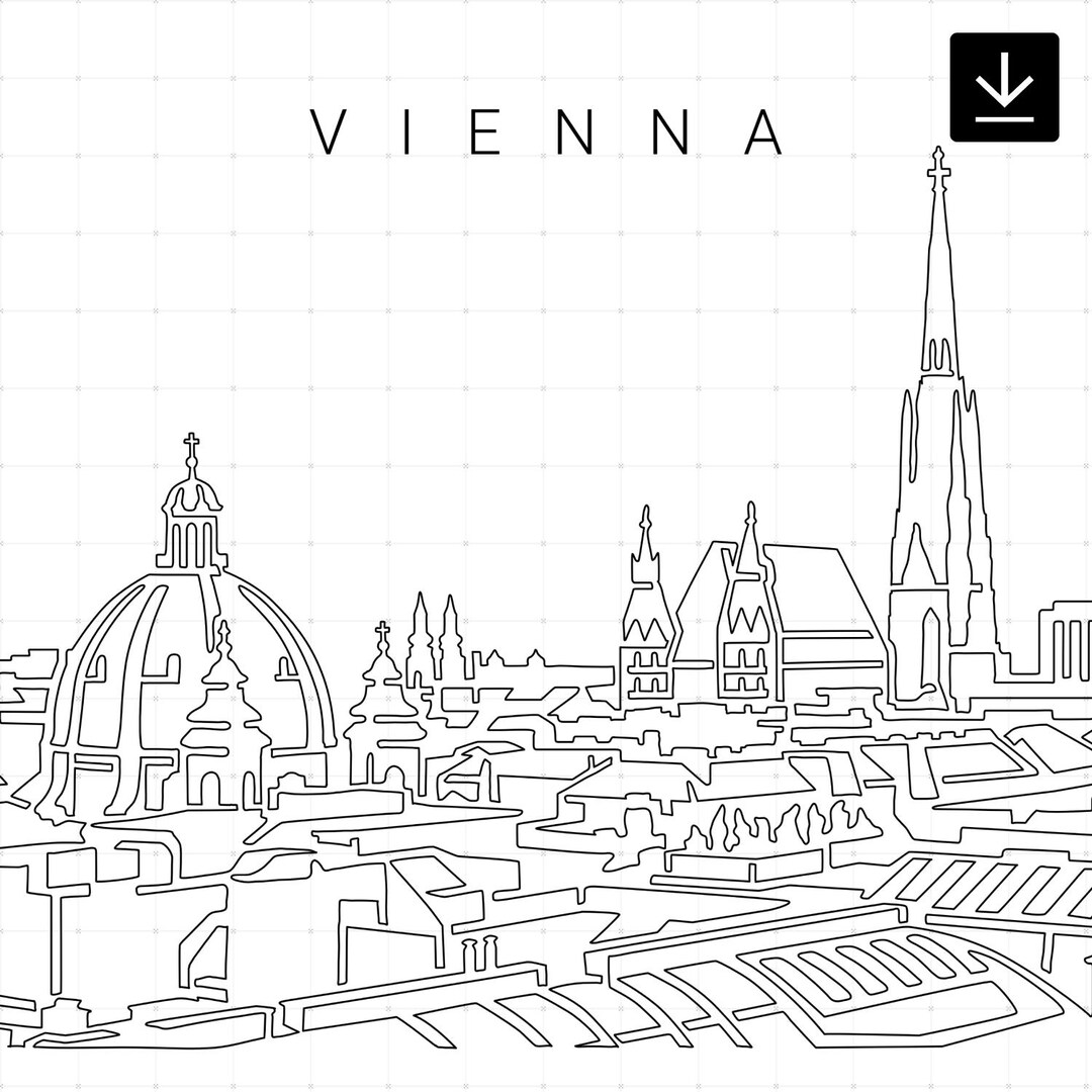 Vienna Printable Wall Art - Vienna Skyline as Single Line Art - Digital ...