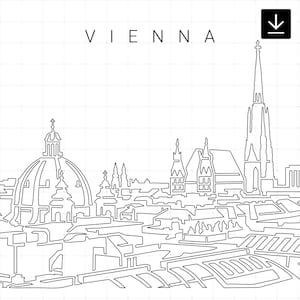 Vienna Printable Wall Art - Vienna Skyline as Single Line Art - Digital ...