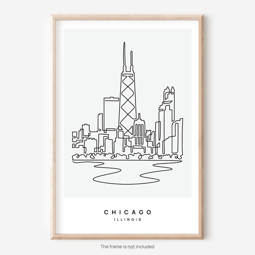 Chicago Print - Chicago Wall Art With Skyline as Unique One Line ...