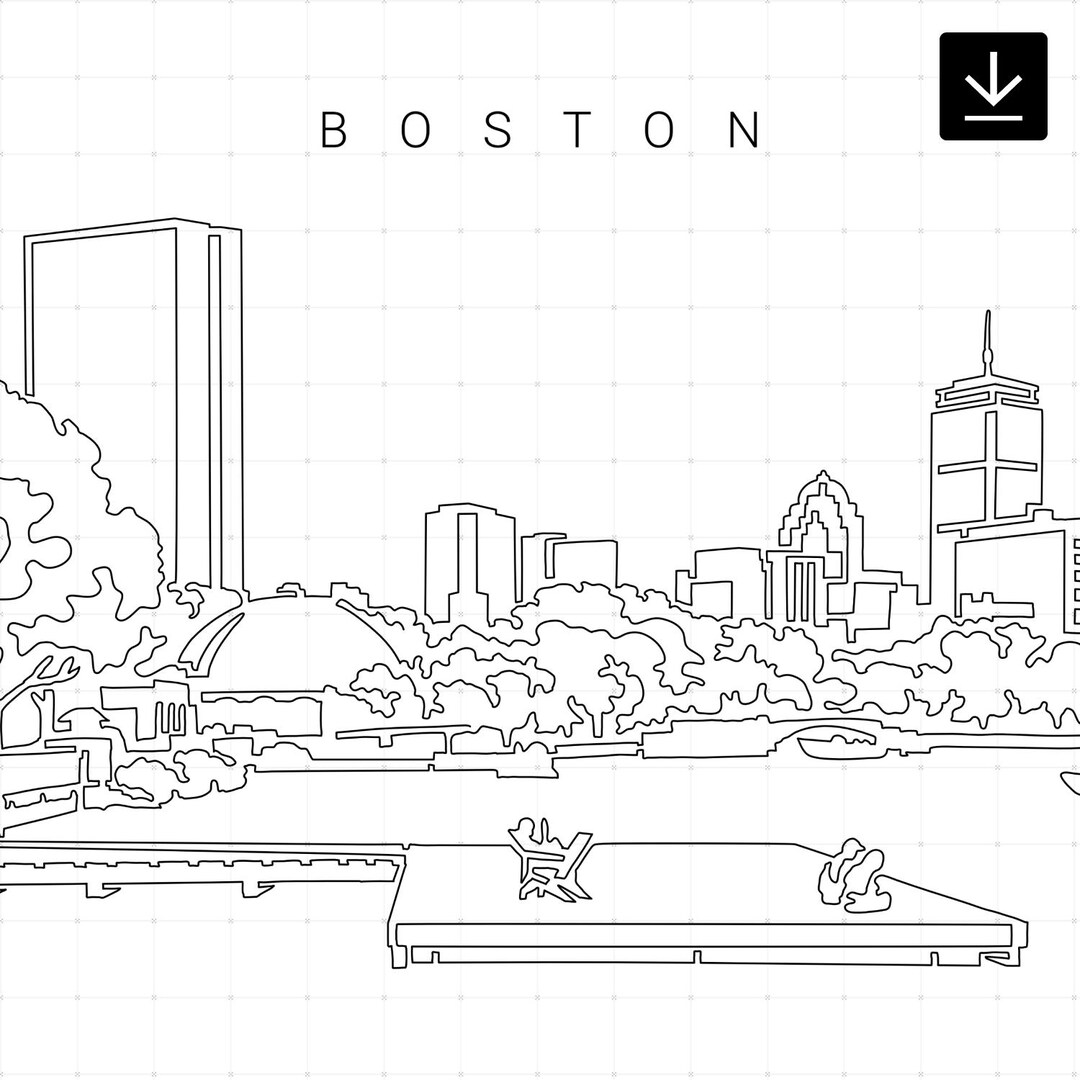 Boston Skyline Printable Wall Art - Boston Esplanade Single Line Art ...