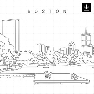 Boston Skyline Printable Wall Art - Boston Esplanade Single Line Art ...