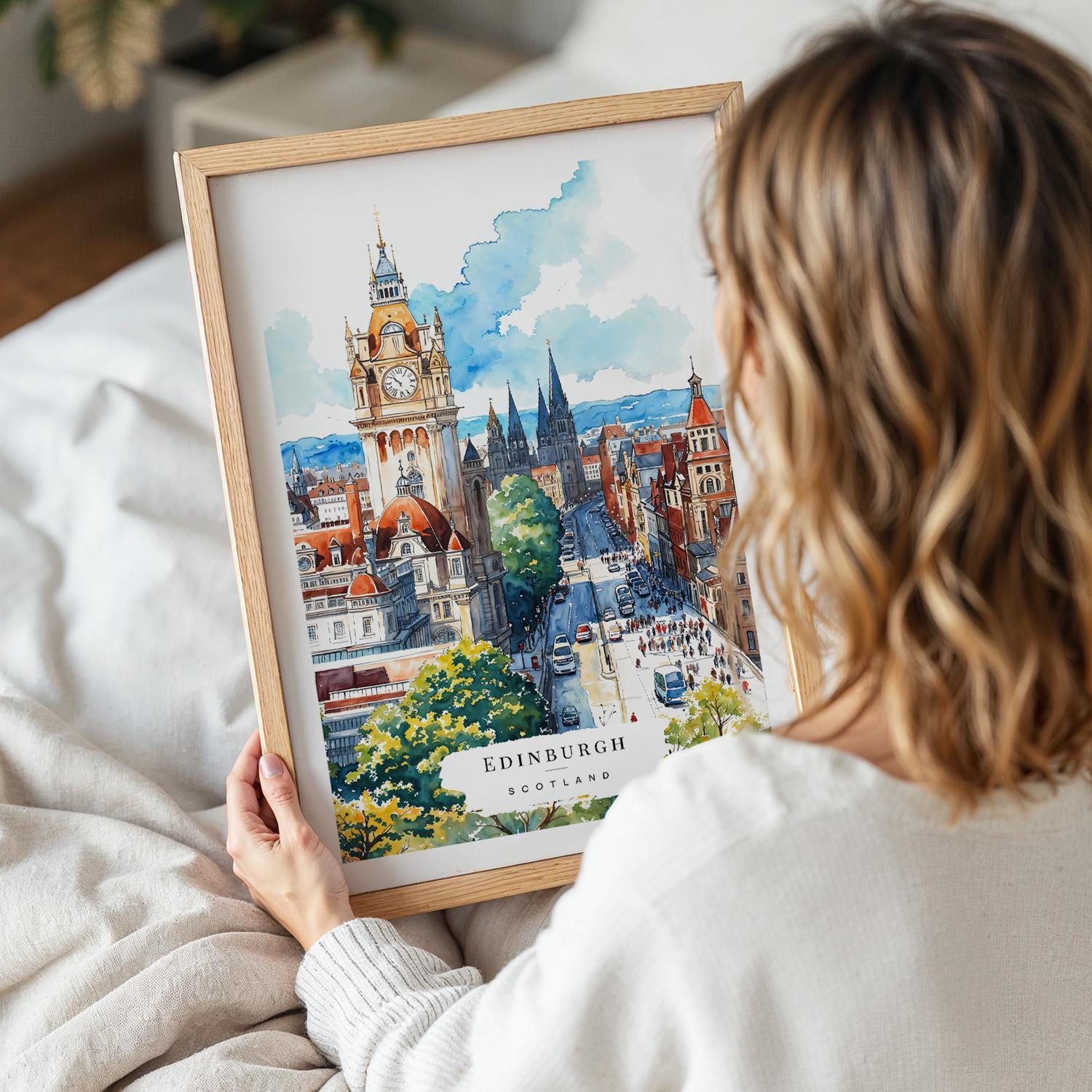Edinburgh Skyline Watercolor Art Print - Scotland Wall Art - UK Travel ...