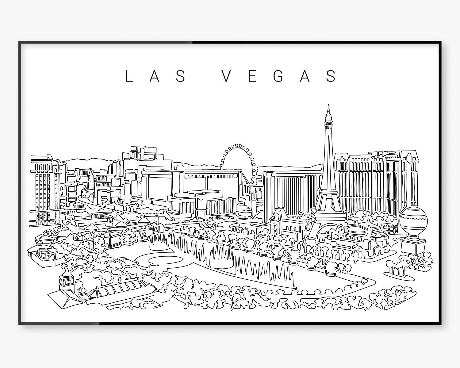 Las Vegas Skyline Art Print Las Vegas Wall Art With One Line - Etsy