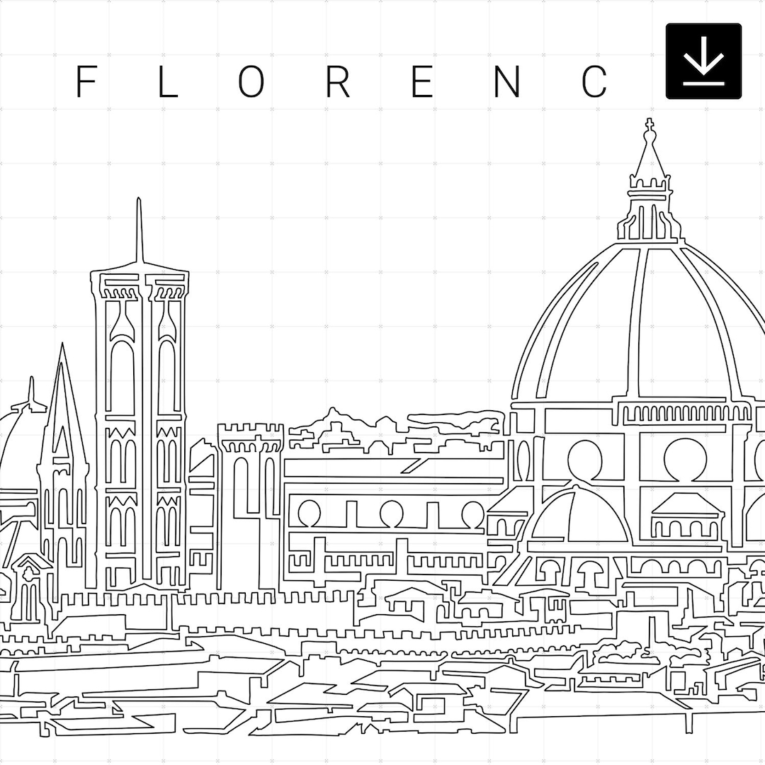 Florence Printable Wall Art - Florence Italy Skyline Single Line Art ...