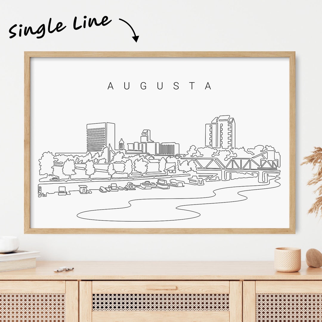 Framed Augusta Skyline Wall Art - Augusta GA Art Print With Savannah ...