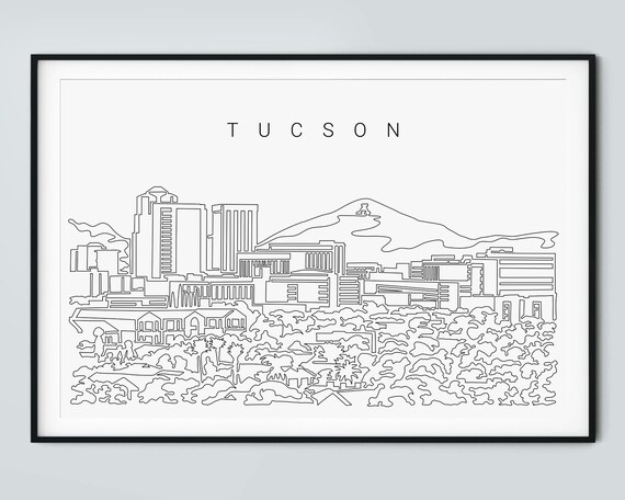 Tucson Skyline Wall Art Tucson Arizona Art Print With | Etsy