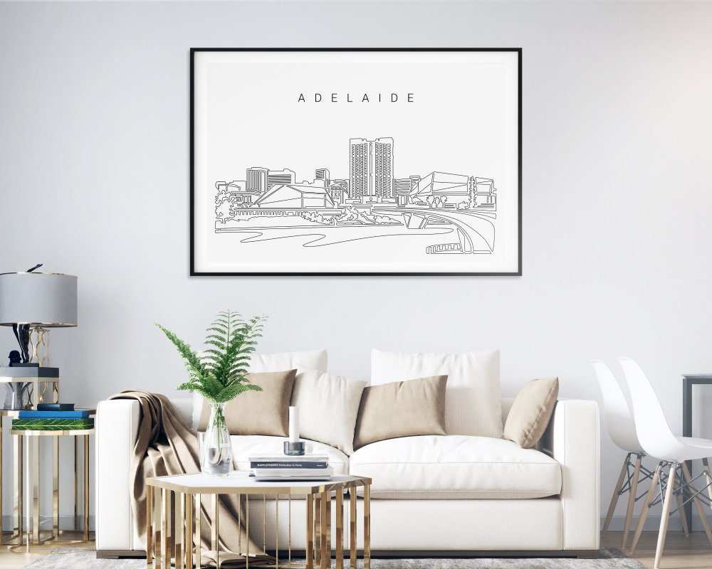 Adelaide Poster Adelaide Australia Art Print With Skyline as - Etsy