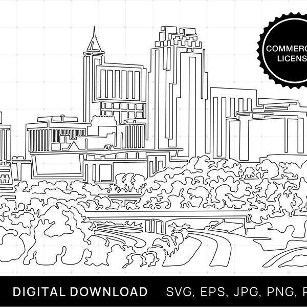 Raleigh Nc Skyline Svg - Etsy